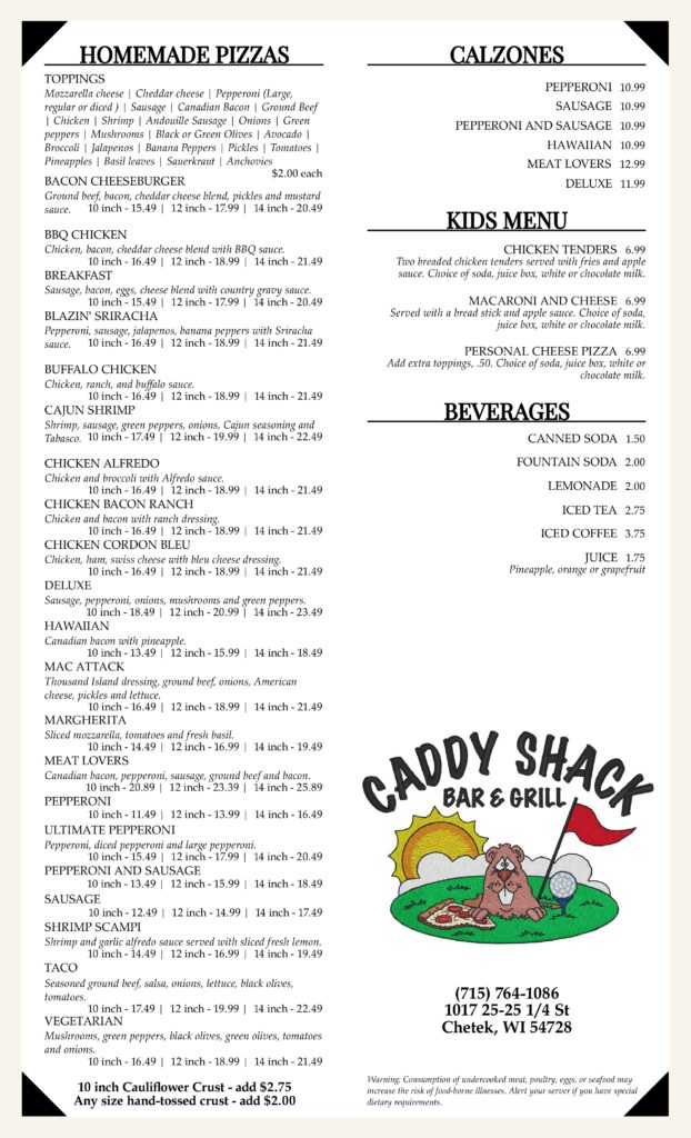Caddy Shack Bar & Grill – Caddy Shack Bar & Grill, Chetek, WI